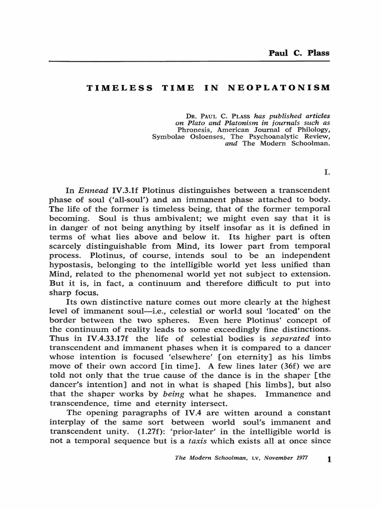 Timelessness in Neoplatonism Explained | PDF | Neoplatonism | Metaphysics