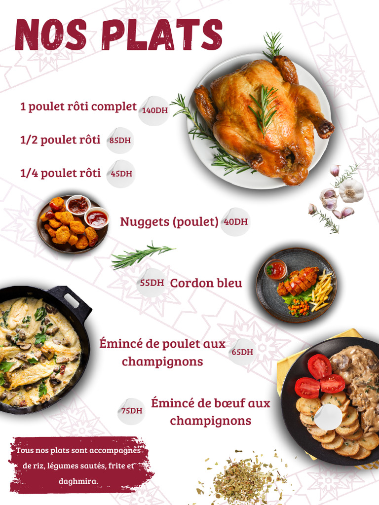 Menu de plats de viande variés | PDF