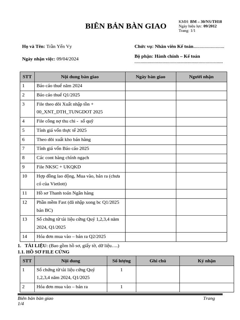 BM 30 Th18 Form Bien Ban Ban Giao | PDF