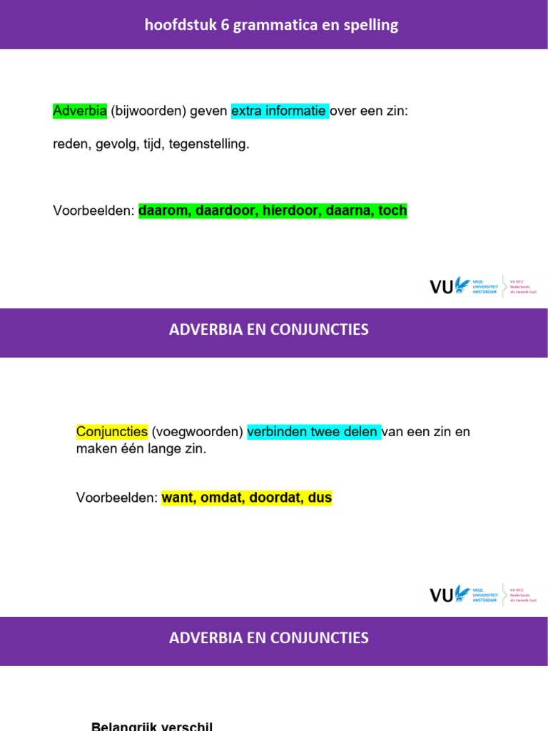 Conjuncties en Adverbia Toen | PDF