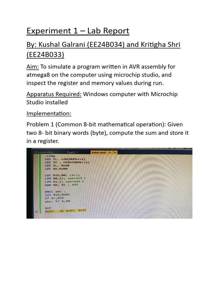 AVR Simulation Experiment | PDF