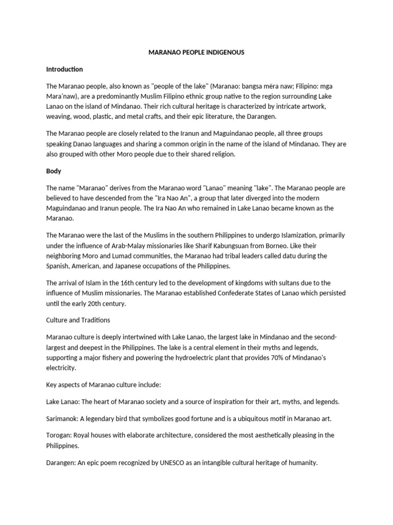 Maranao Indigenous People Nanana | PDF | Ethnic Groups | Southeast Asia