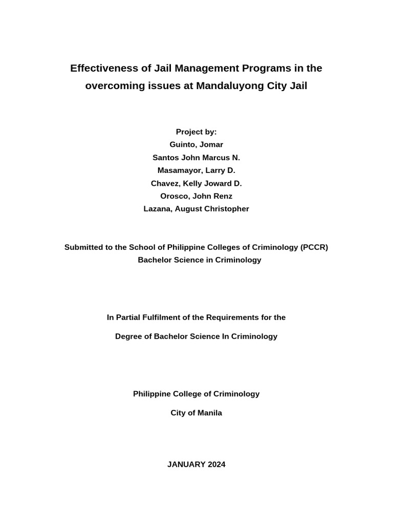 Jail Management Program Effectiveness | PDF
