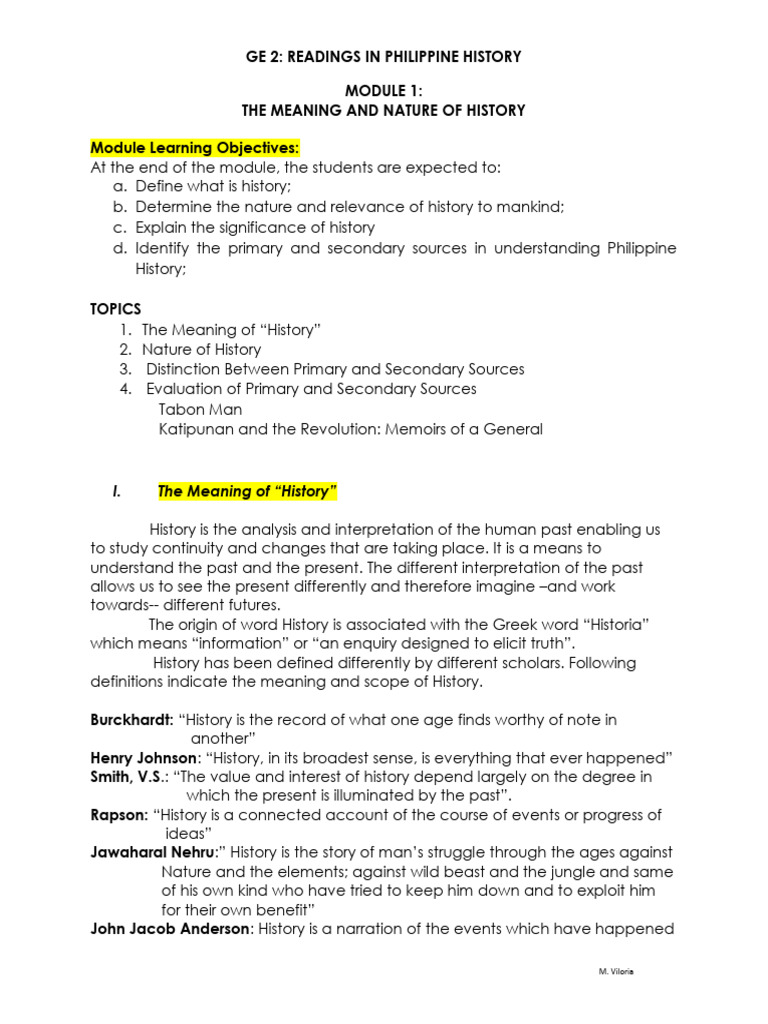 Lesson 1 The Meaning and Relevance of History | PDF | Primary Sources ...
