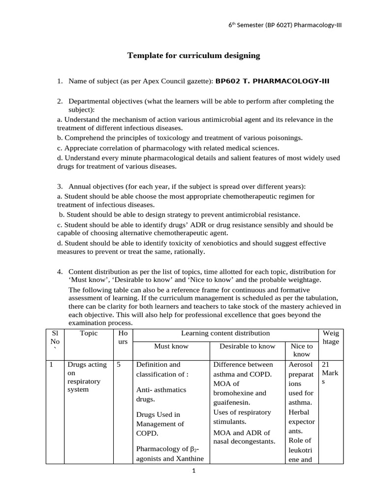 Pharmacology III Curriculum Overview | PDF | Chemotherapy ...