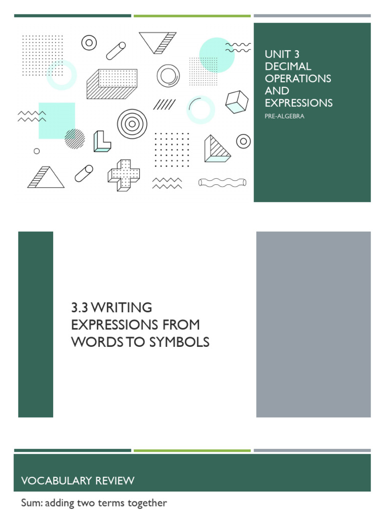 Writing Expressions from Words | PDF