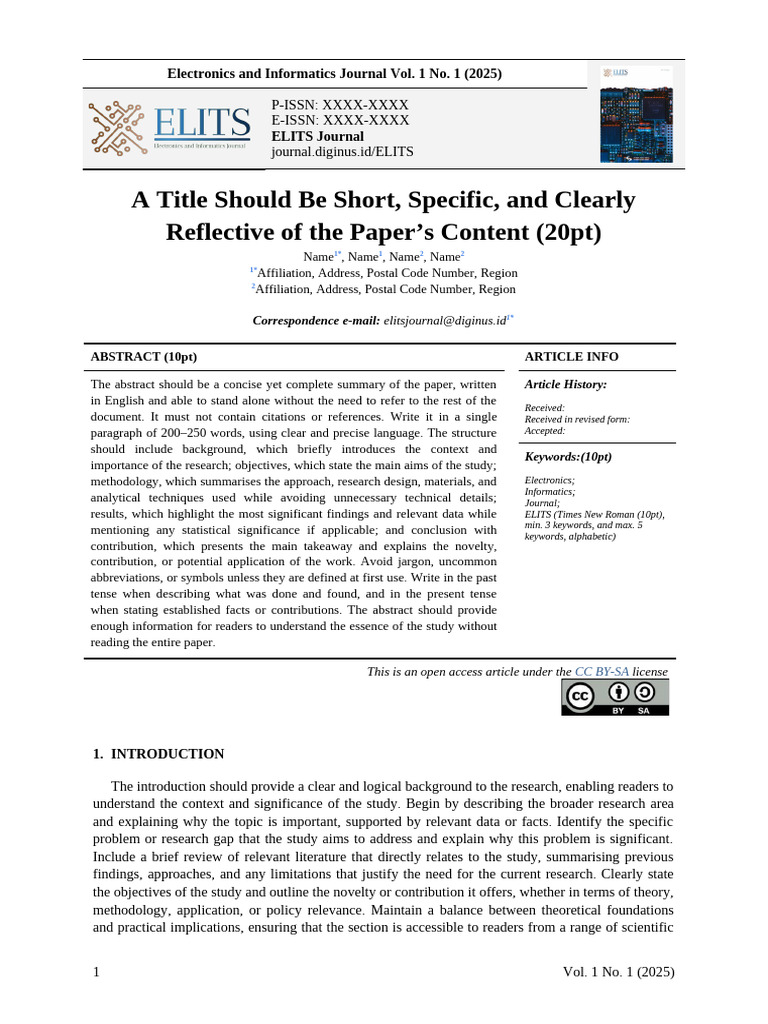 (Docx.) ELITS Manuscript Template | PDF | Methodology | Citation