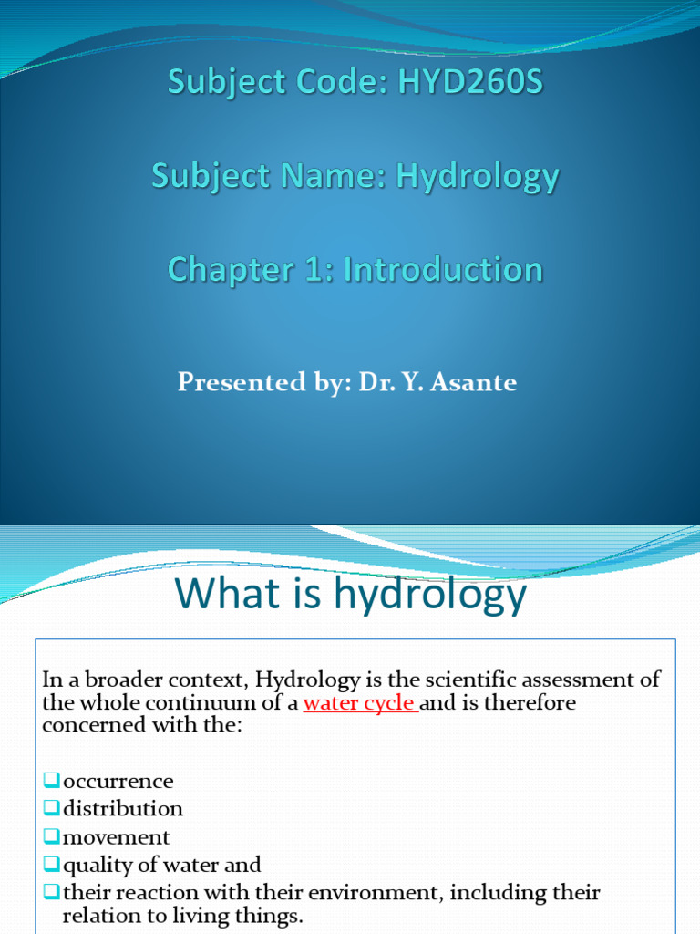 Introduction - Hydrological Cycle & Water Budget | PDF | Hydrology | Drainage Basin