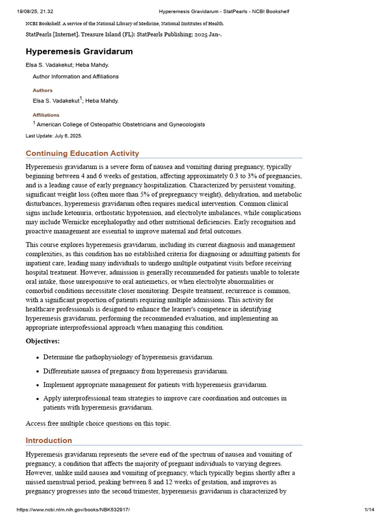 Understanding Hyperemesis Gravidarum | PDF | Nausea | Human Nutrition