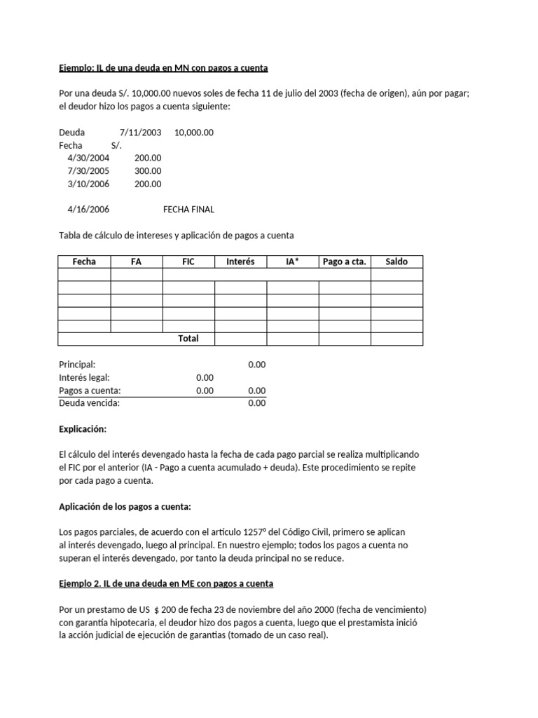 Cálculo de Intereses y Pagos de Deudas | PDF | Deuda | Responsabilidad ...
