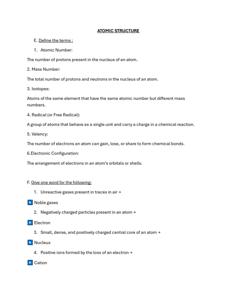 Understanding Atomic Structure and Terms | PDF | Ion | Atoms