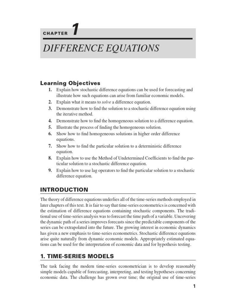 Stochastic Difference Equations Explained | PDF | Time Series ...