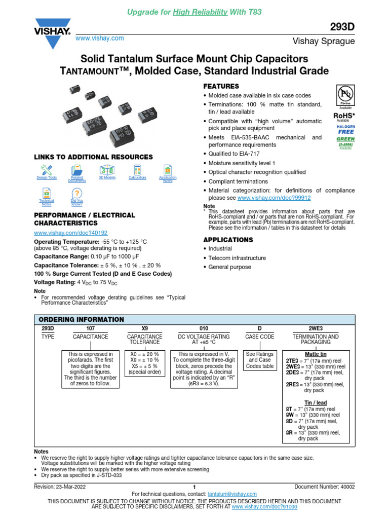 Solid Tantalum Chip Capacitors Guide | PDF | Capacitor | Electricity