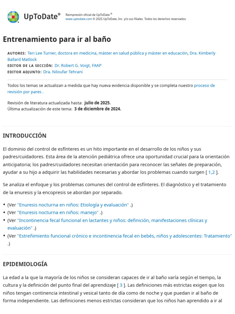 Entrenamiento para Ir Al Baño | PDF | Orina nocturna al dormir | Autismo