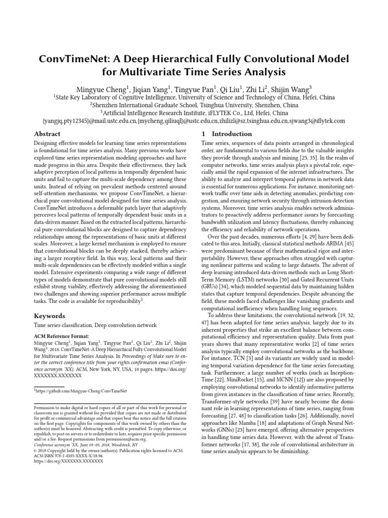 ConvTimeNet: A Deep Hierarchical Fully Convolutional Model For Multivariate Time Series Analysis ...