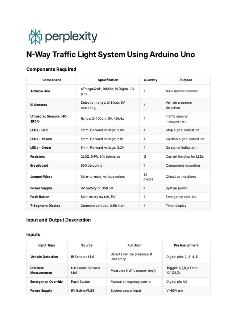N-Way Traffic Light System Using Arduino Uno | PDF | Traffic | Traffic ...