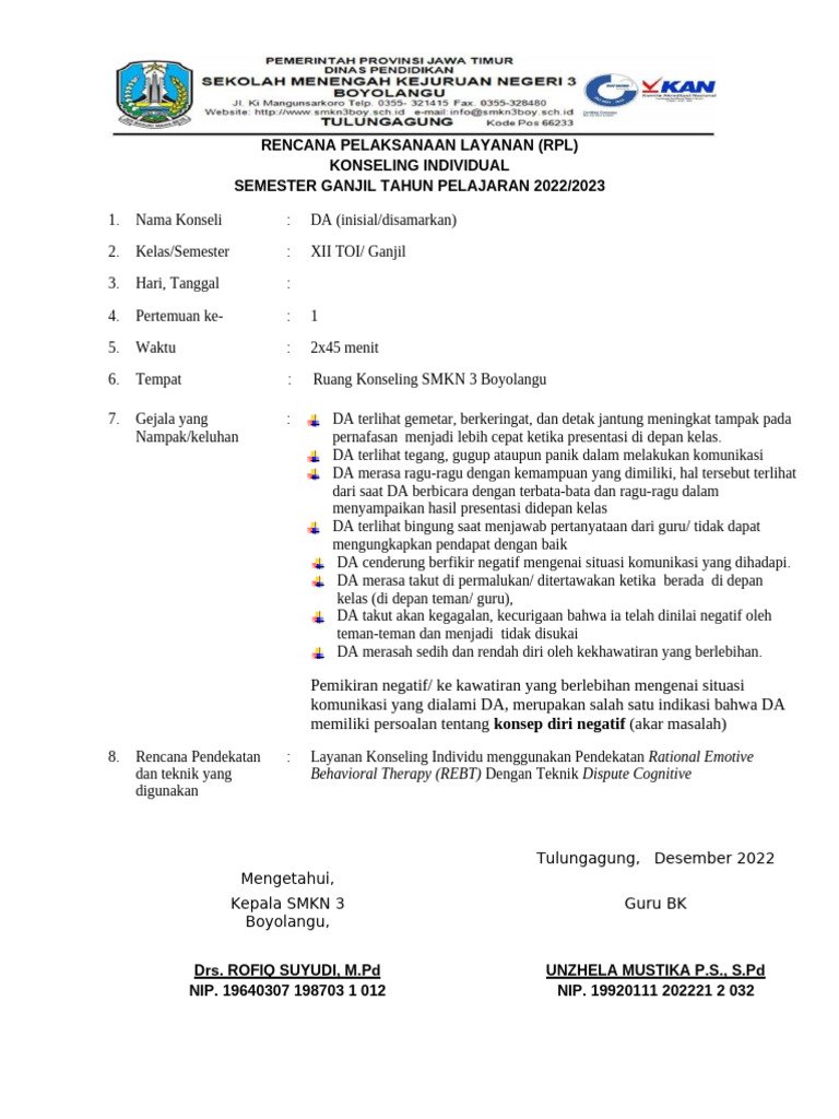 RPL Konseling Individual RPL BK | PDF
