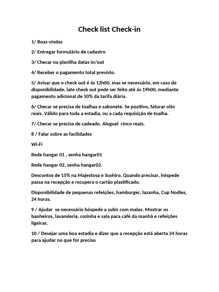 Check List Chec | PDF
