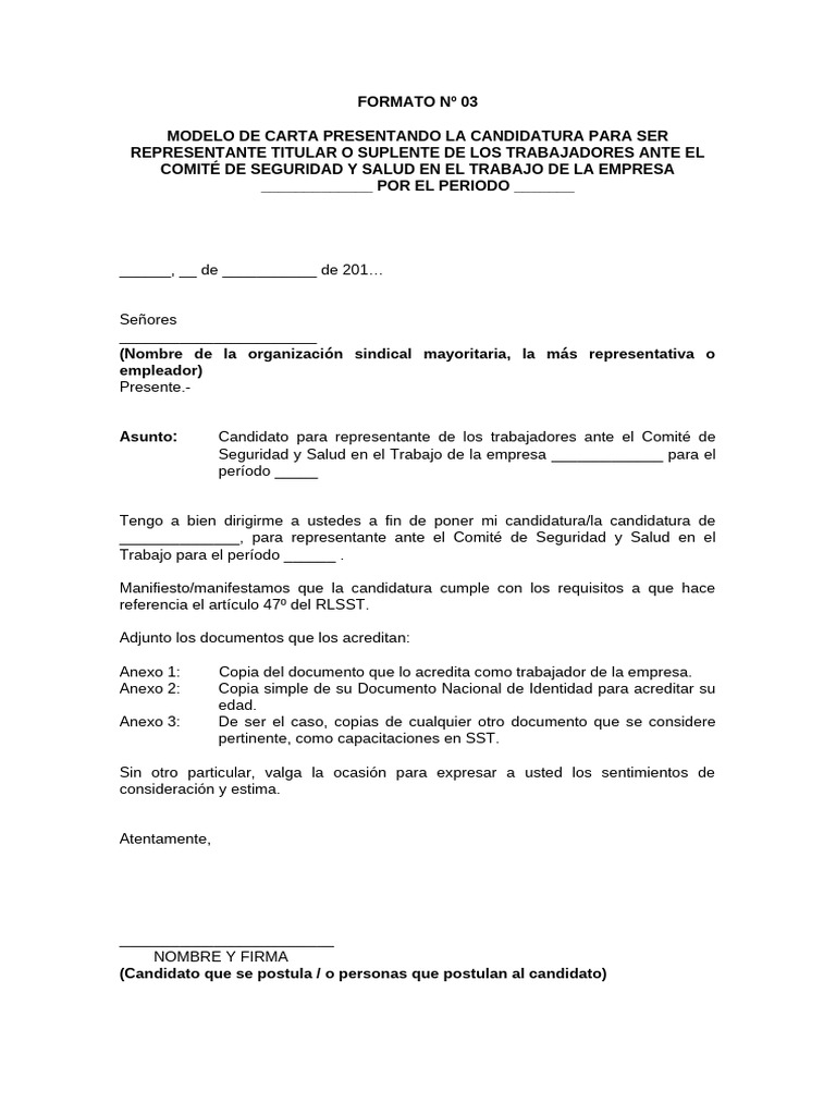 Carta Presentacion Candidatura | PDF