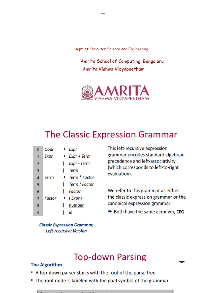 LL(1) Parsing and Grammar Techniques | PDF | Computer Programming | Metalogic
