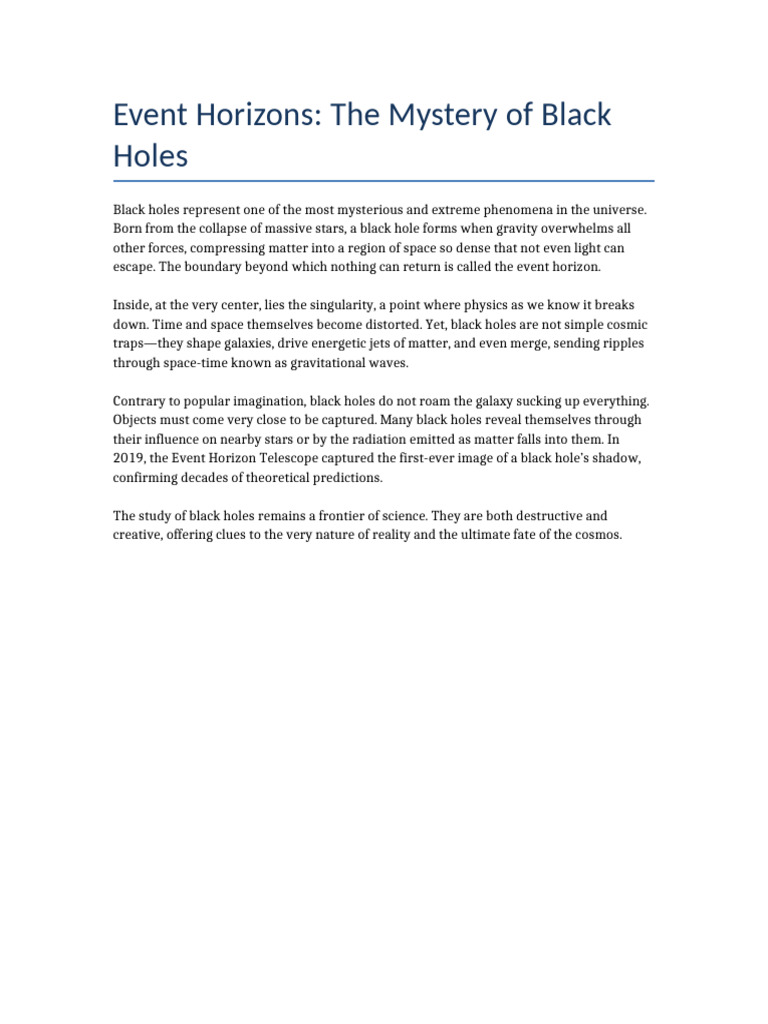 Understanding Black Holes and Event Horizons | PDF