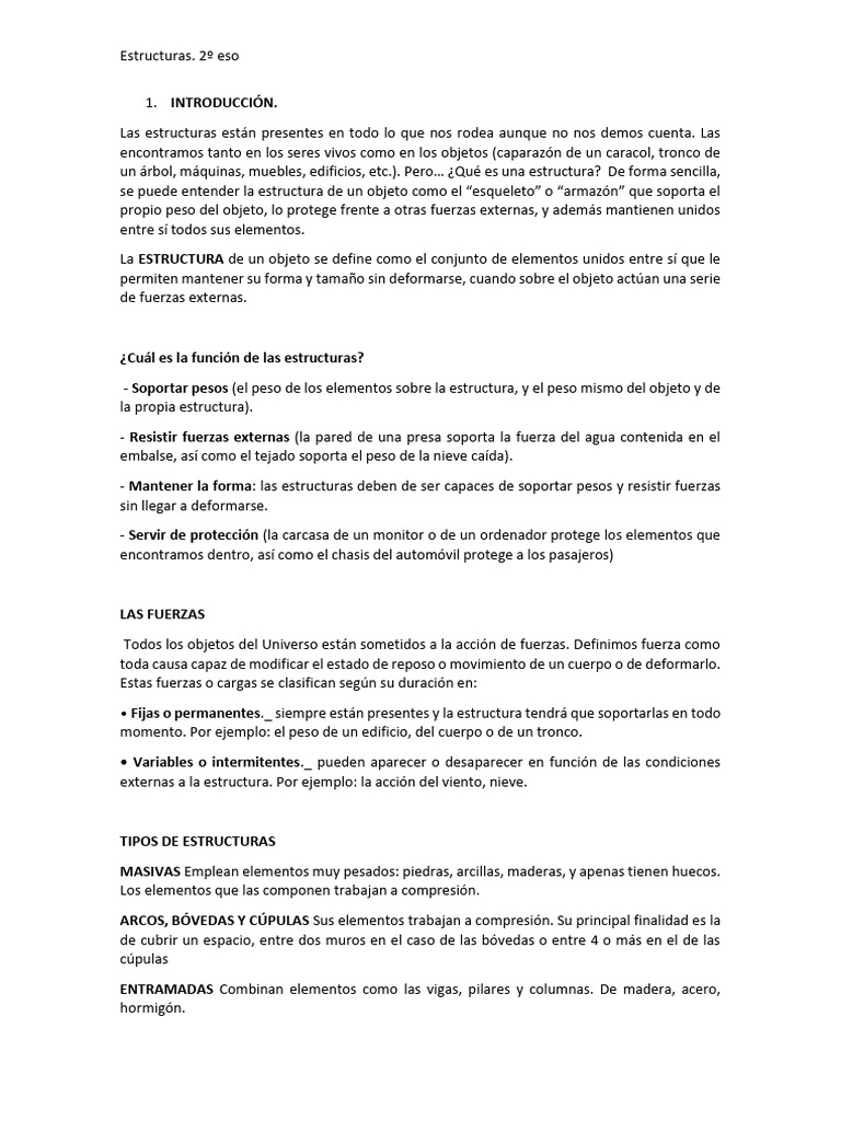 Tipos y funciones de estructuras en 2º ESO | PDF | Bóveda (Arquitectura ...