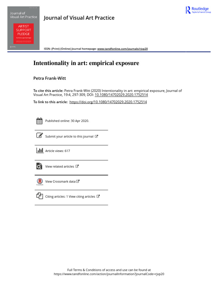 Intentionality in Visual Art Analysis | PDF | Aesthetics | Intention