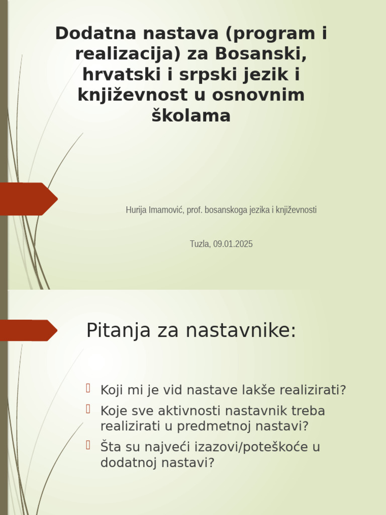 Dodatna Nastava Osnovna P Rezentacija | PDF