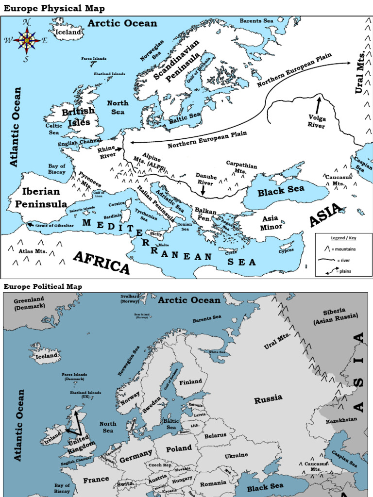 Europe Physical & Politcal Maps (Interactive Notebook) | PDF | Europe ...
