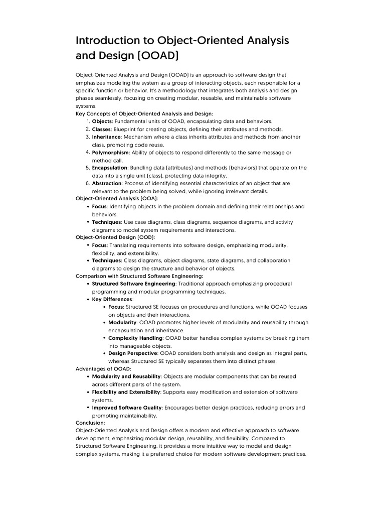 Introduction To Object-Oriented Analysis and Design (OOAD) | PDF | Object Oriented Programming ...