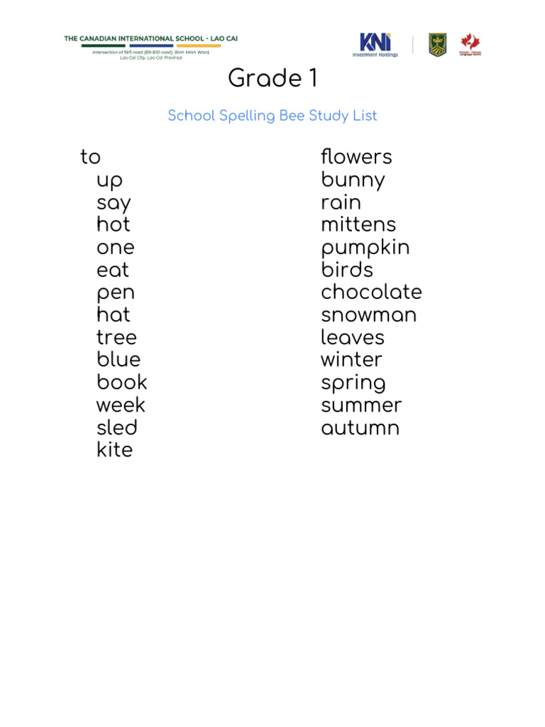 Spelling Bee Study Lists by Grade | PDF | Outer Space | Stars