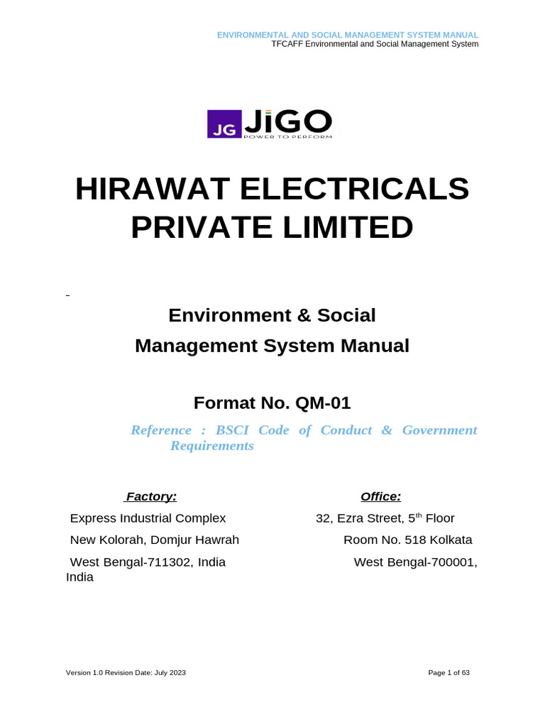 ESMS Manual | PDF | Occupational Safety And Health | Risk