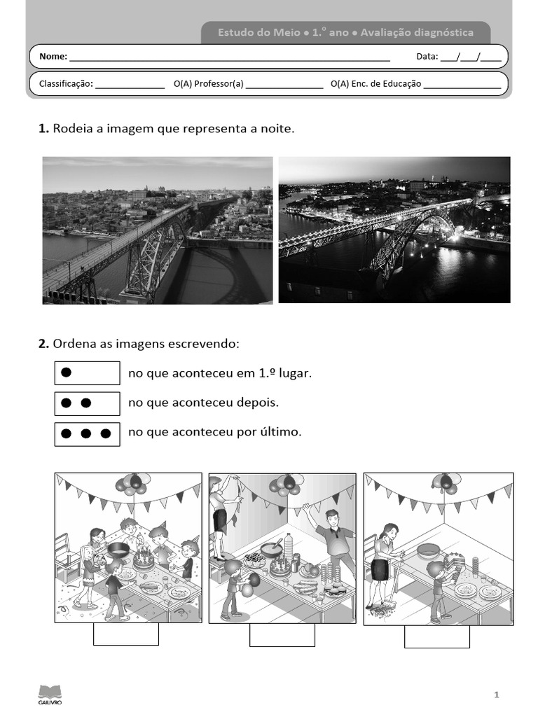 Ficha Avaliacao Diagnostica EM 1 | PDF