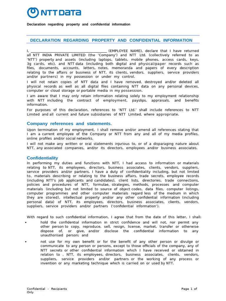 Exit Employee Declaration | PDF | Confidentiality | Computer File