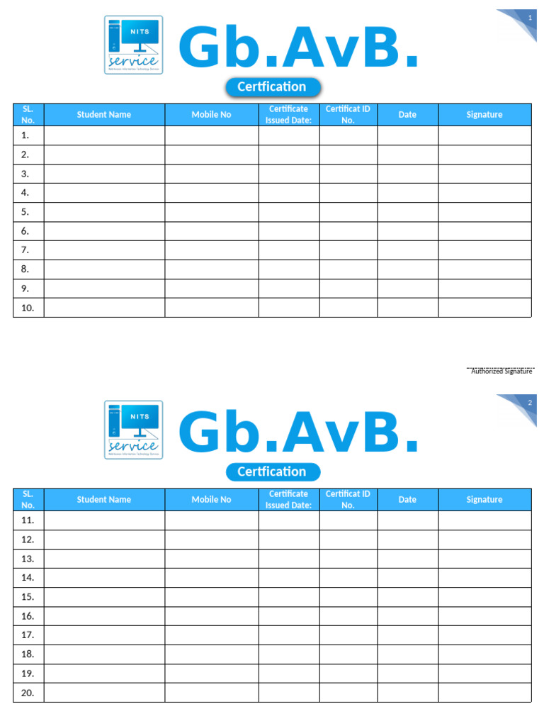 Student Certificate Given Sheet | PDF