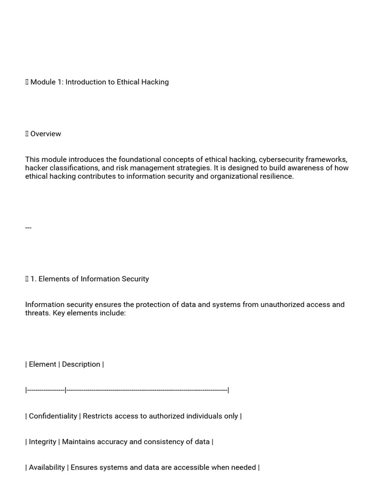 Ethical Hacking 1 | PDF | Security | Computer Security