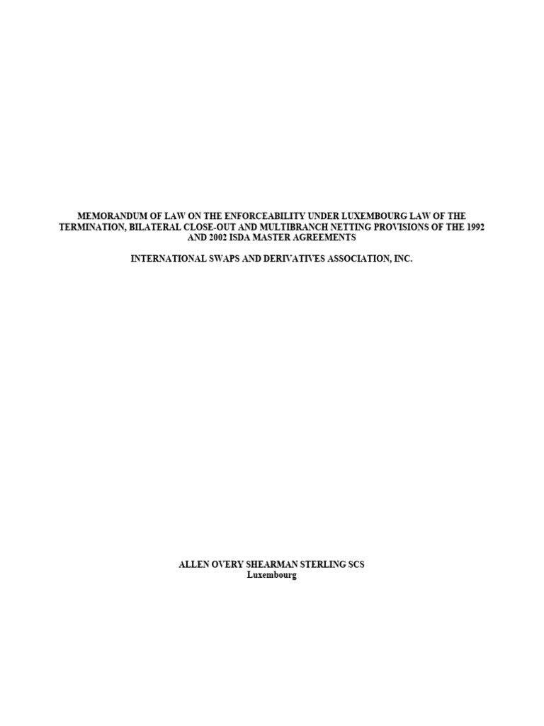 Luxembourg Netting Opinion Update 16122024 | PDF | Liquidation | Set ...