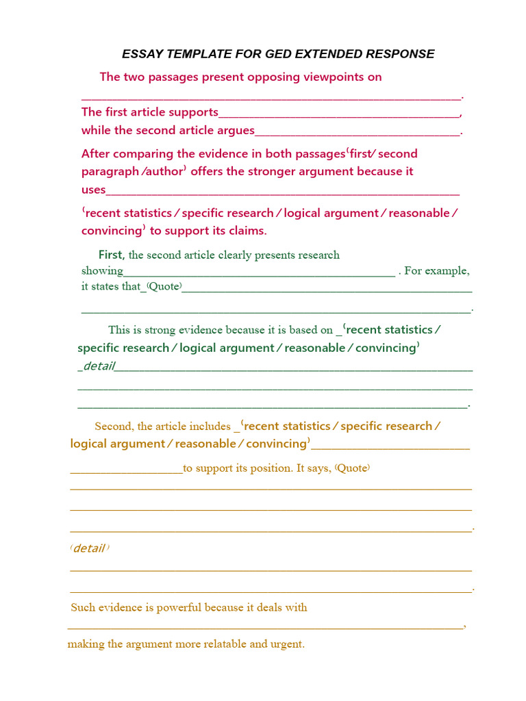 Ged Template Essay | PDF
