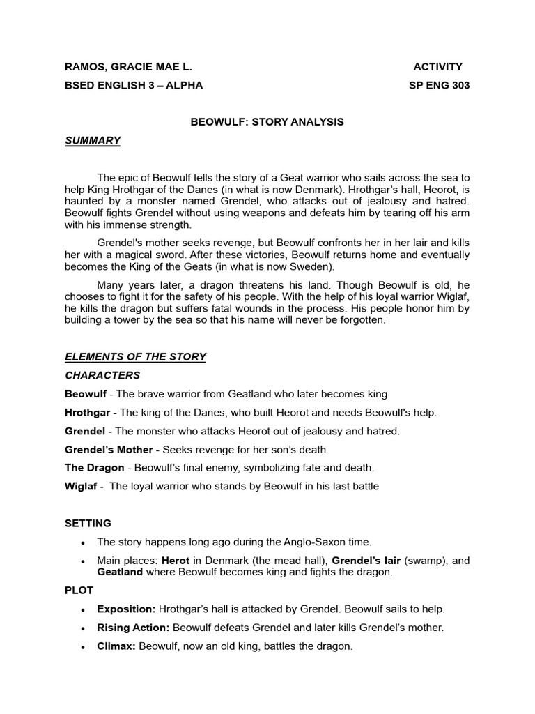 Beowulf Story Analysis and Themes | PDF | Beowulf | Geats