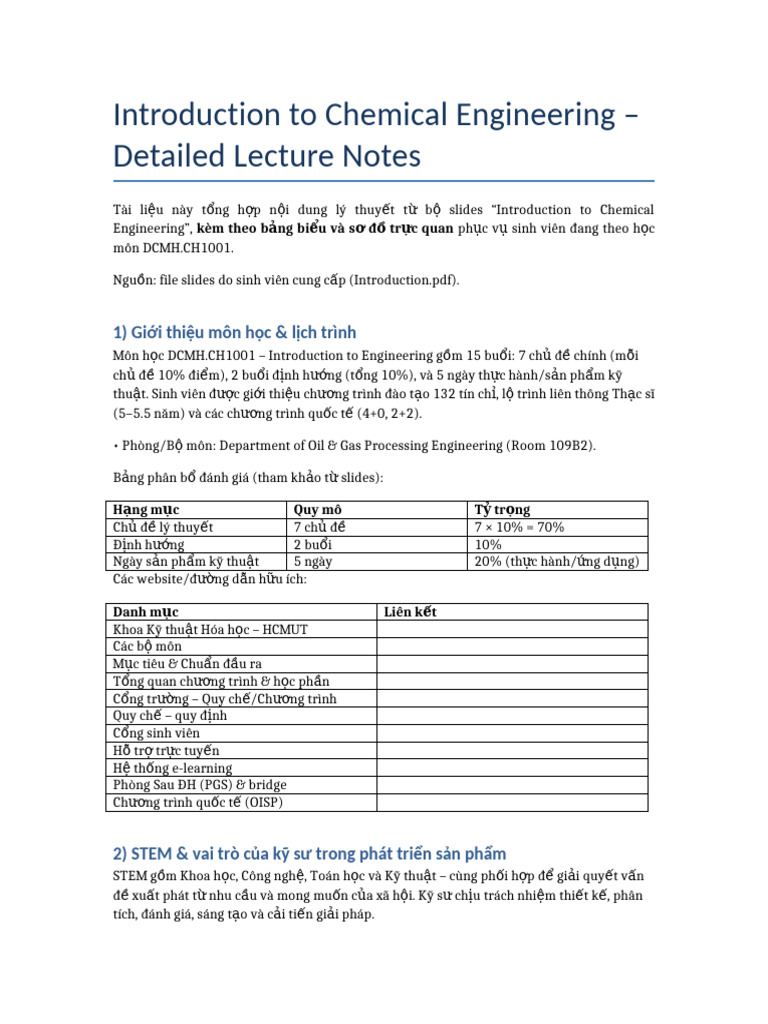 Chemical Engineering Detailed Notes | PDF