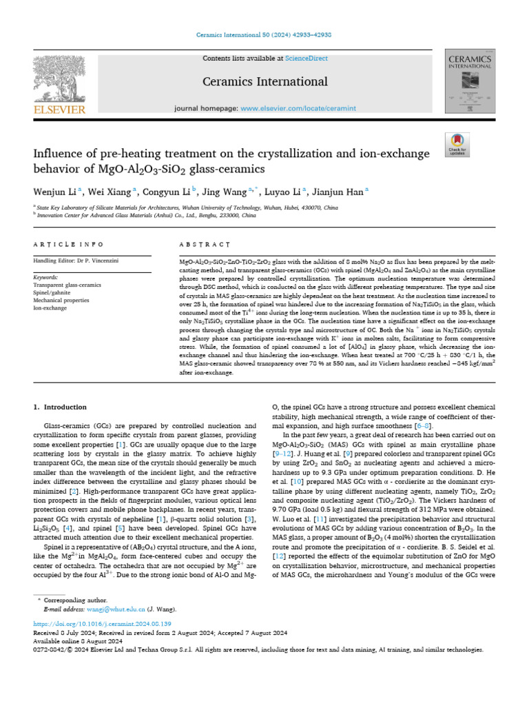 Pre-heating Effects on MgO-Al2O3-SiO2 Glass-Ceramics | PDF | Glasses ...