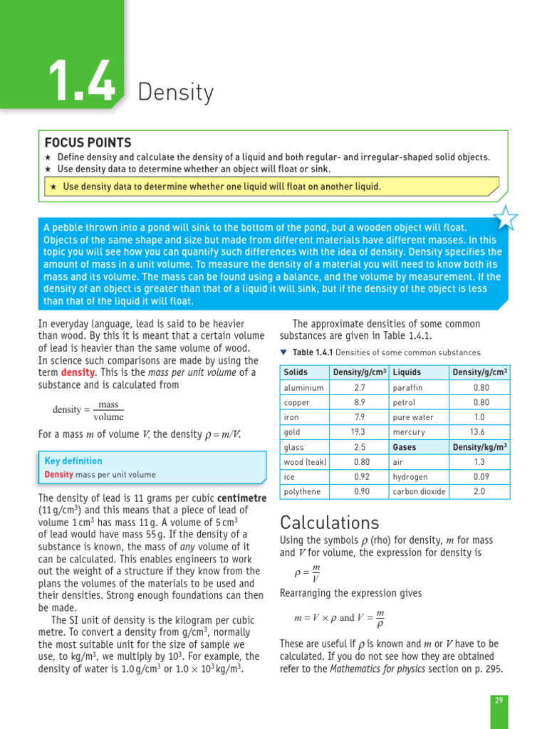 Understanding Density: Concepts & Calculations | PDF | Density | Volume