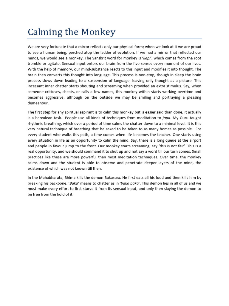 Article 002 - Calming The Monkey | PDF