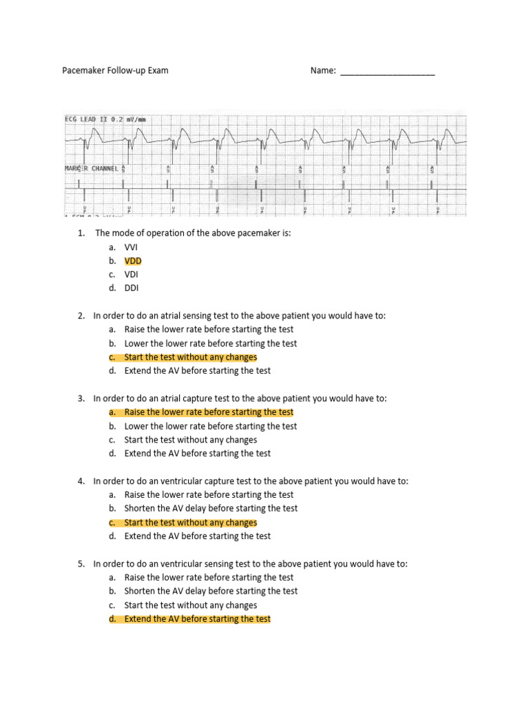 Basic Pacemaker Follow Up Exam | PDF | Circulatory System | Cardiology