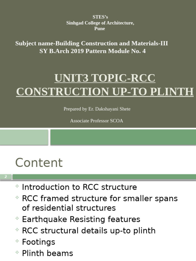 RCC Construction Up to Plinth Level Guide | PDF | Column | Beam (Structure)