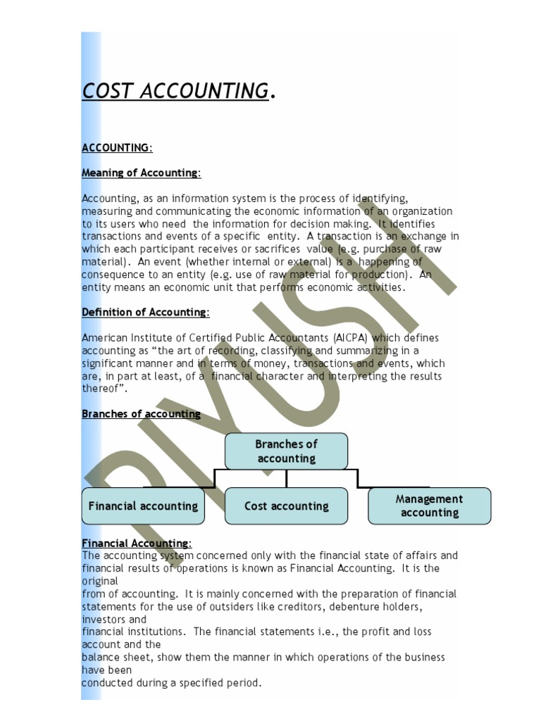 Cost Accounting Notes | PDF | Cost Accounting | Management Accounting