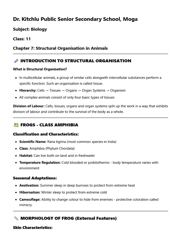 Chapter 7_ Structural Organisation in Animals - Class 11 Biology Notes ...