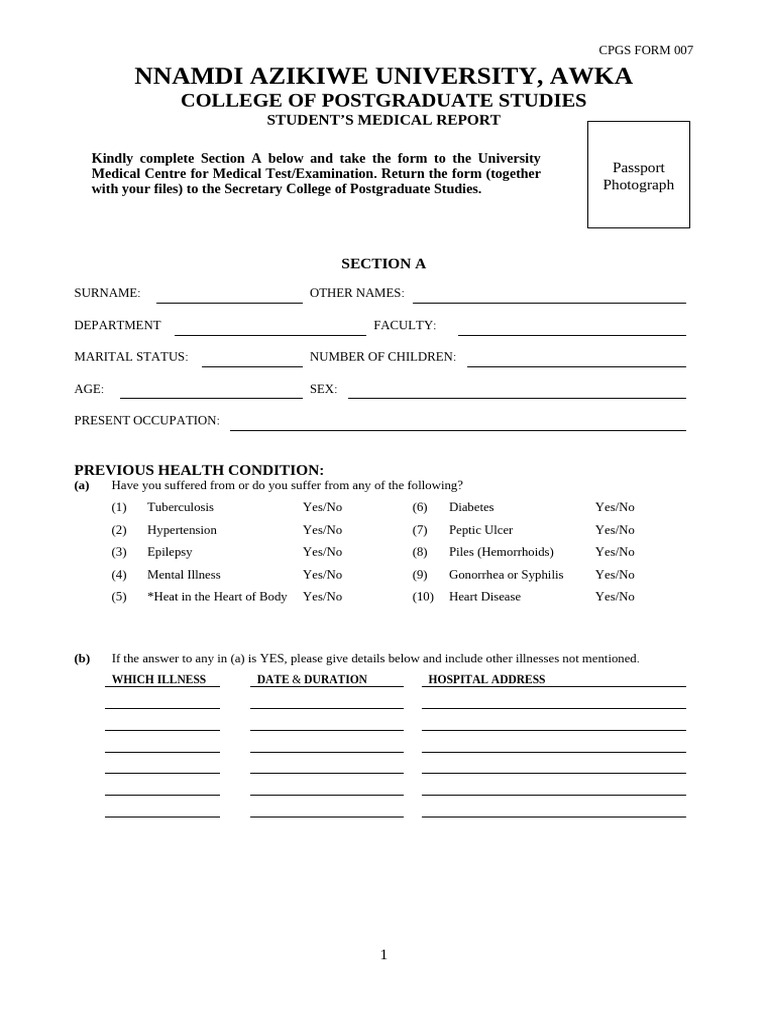 CPGS Medical Report Form 007 | PDF | Heart | Medical Specialties