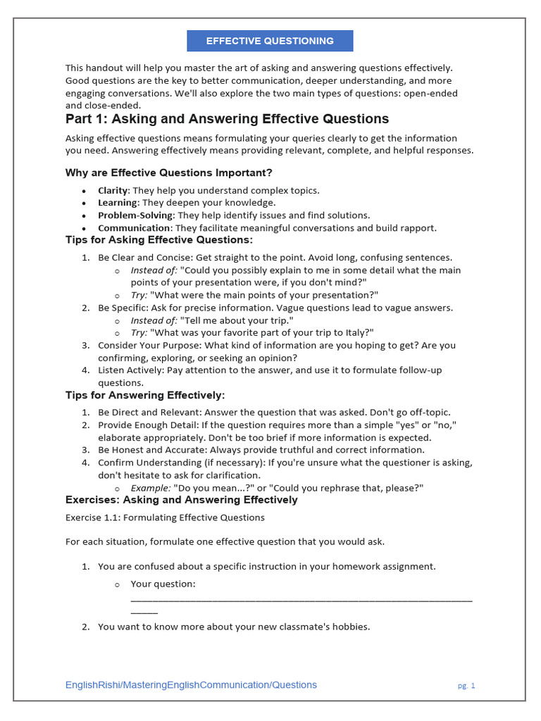 Open vs. Closed Questions Guide | PDF | Question | Information