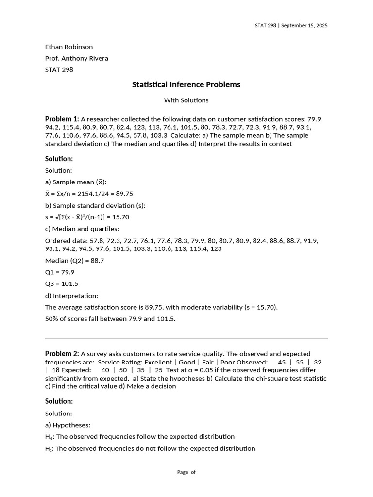 STAT 208D Statistics Solutions 1409 | PDF | Regression Analysis ...